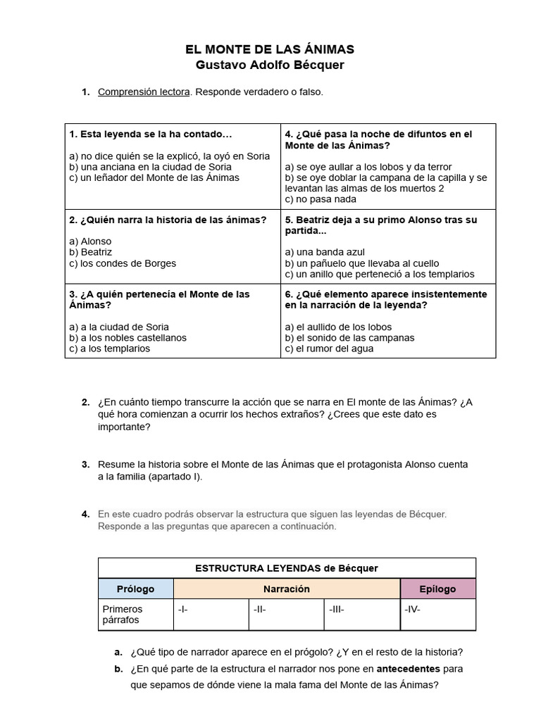 ACTIVIDAD - El Monte de Las Ánimas | PDF