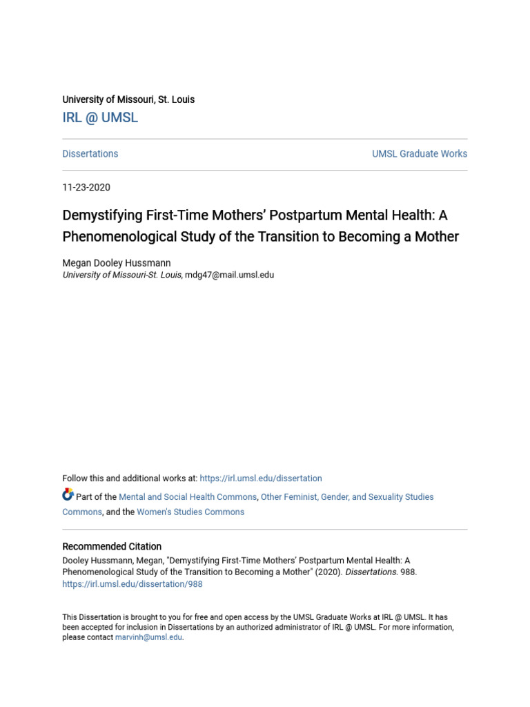 Demystifying First-Time Mothers - Postpartum Mental Health - A Phe ...