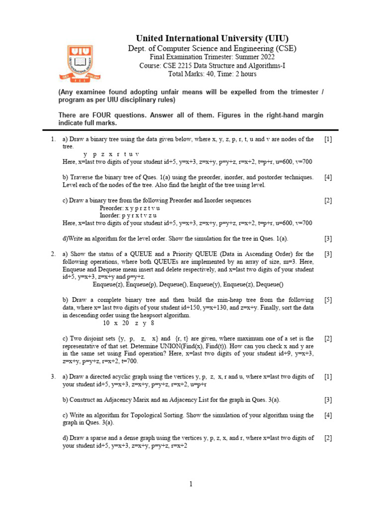 Summer 22 | PDF | Queue (Abstract Data Type) | Algorithms