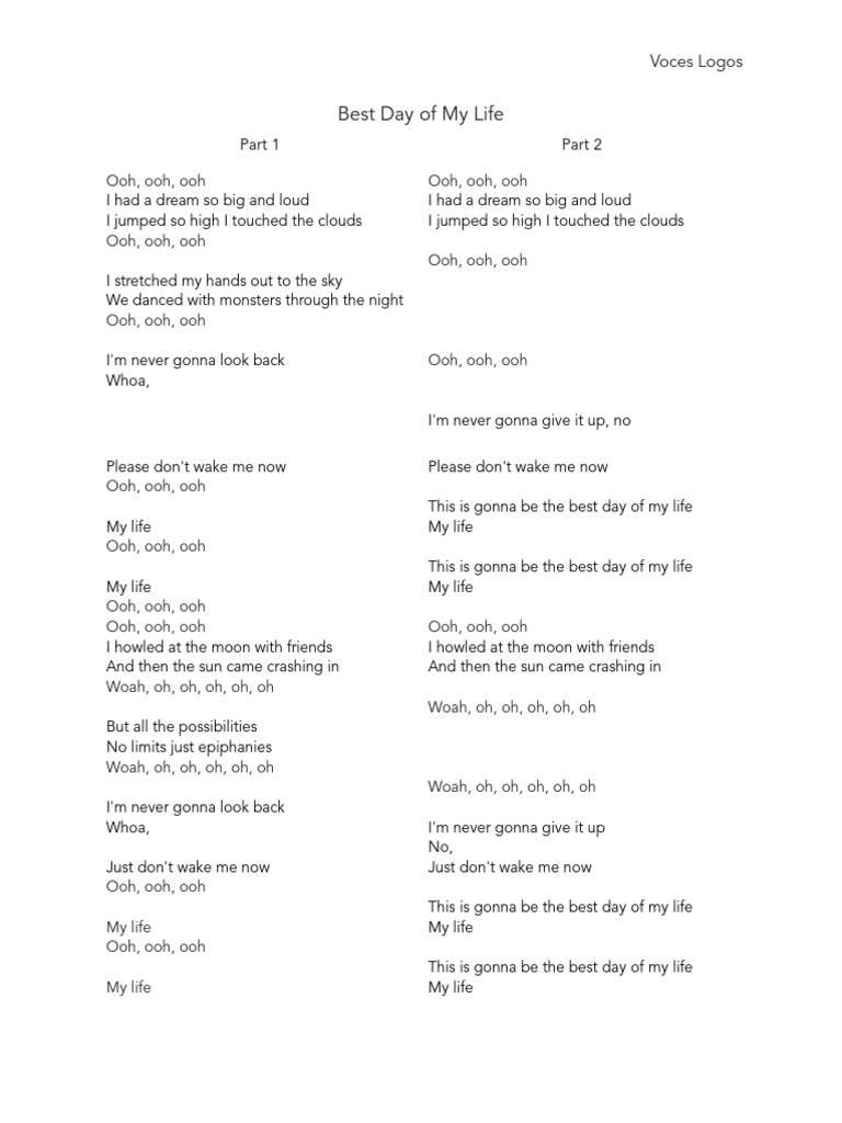 Best Day of My Life | PDF