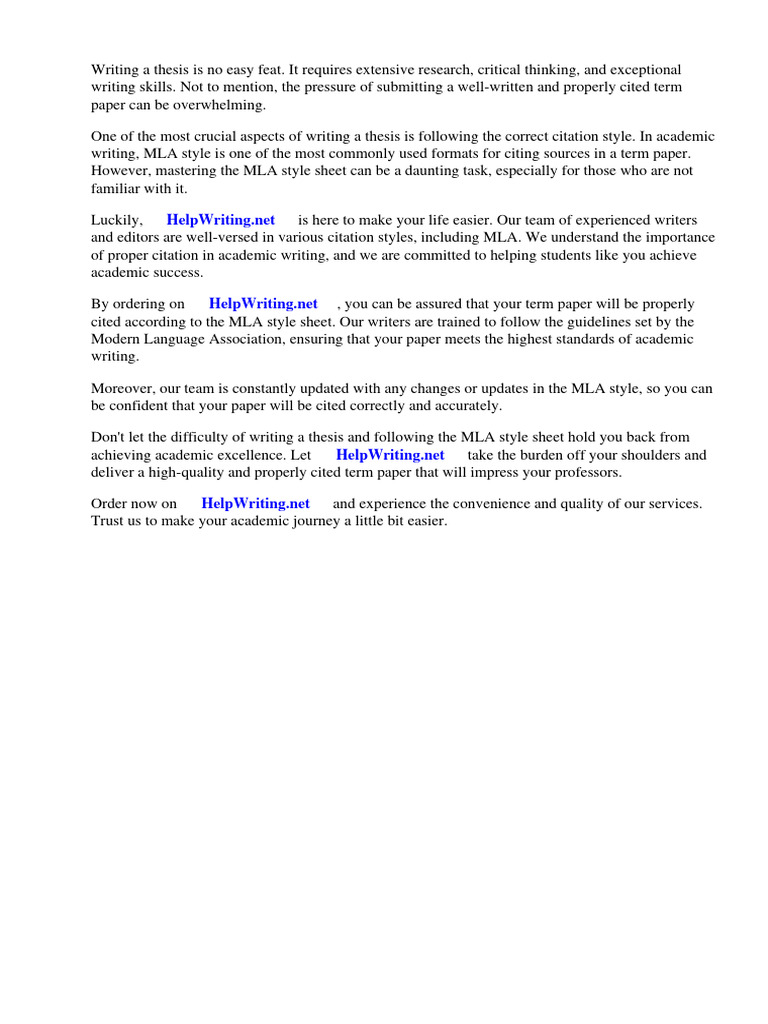 Mla Style Sheet For Term Paper Citations | PDF | Citation | Libraries