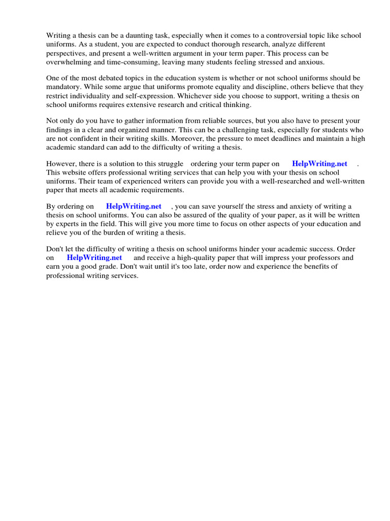 School Uniforms Term Paper | PDF | Clothing | Thesis