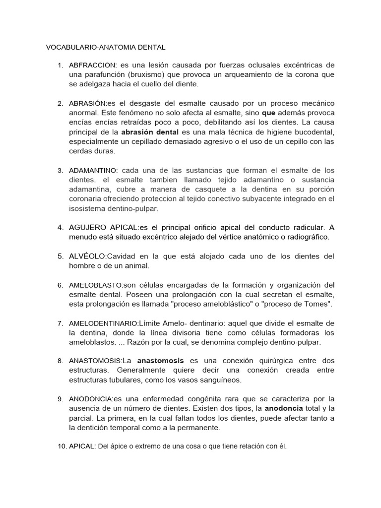 Vocabulario Anatomia Dental Descargar Gratis Pdf Diente Diente Humano