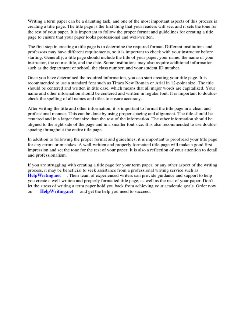How To Write A Title Page For A Term Paper | PDF | Apa Style | Writing