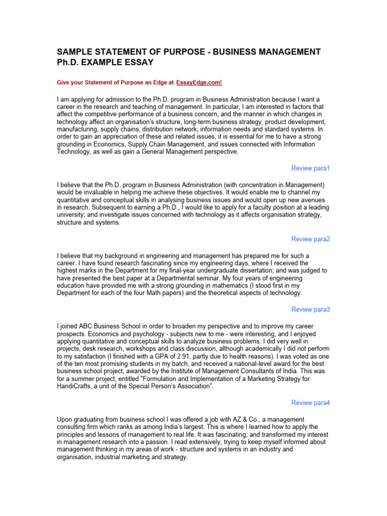 SAMPLE STATEMENT OF PURPOSE - PHD | PDF | Doctor Of Philosophy | Economics