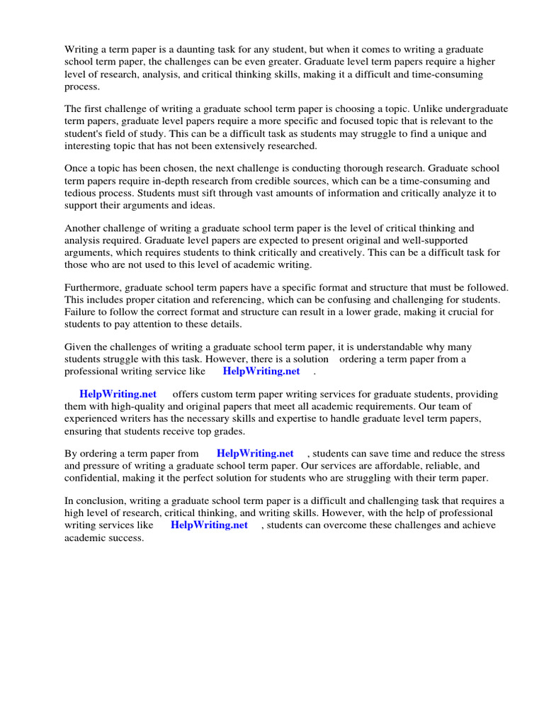 Graduate School Term Paper Format | PDF | Typefaces | Apa Style