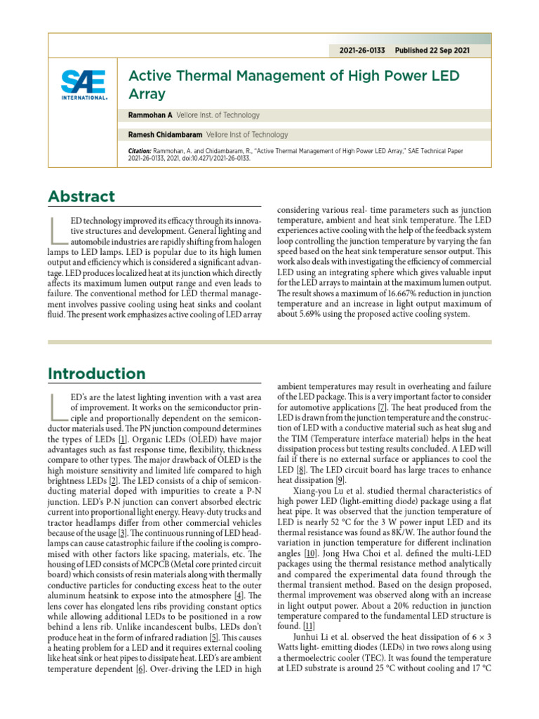 Active Thermal Management of High Power LED | PDF | Light Emitting ...