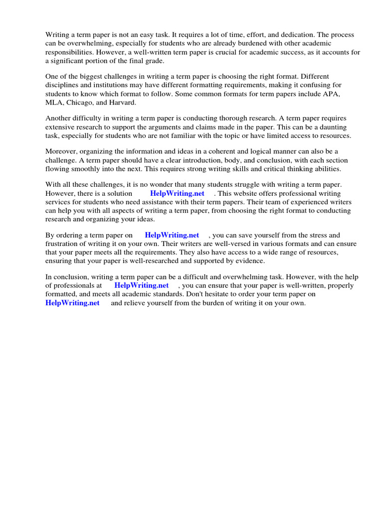 Term Paper Writing and Formatting Guide | PDF | Essays | Information