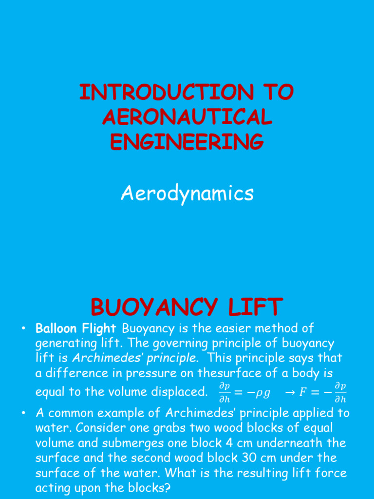 Introduction to Aeronautical Engineering | PDF | Lift (Force) | Buoyancy