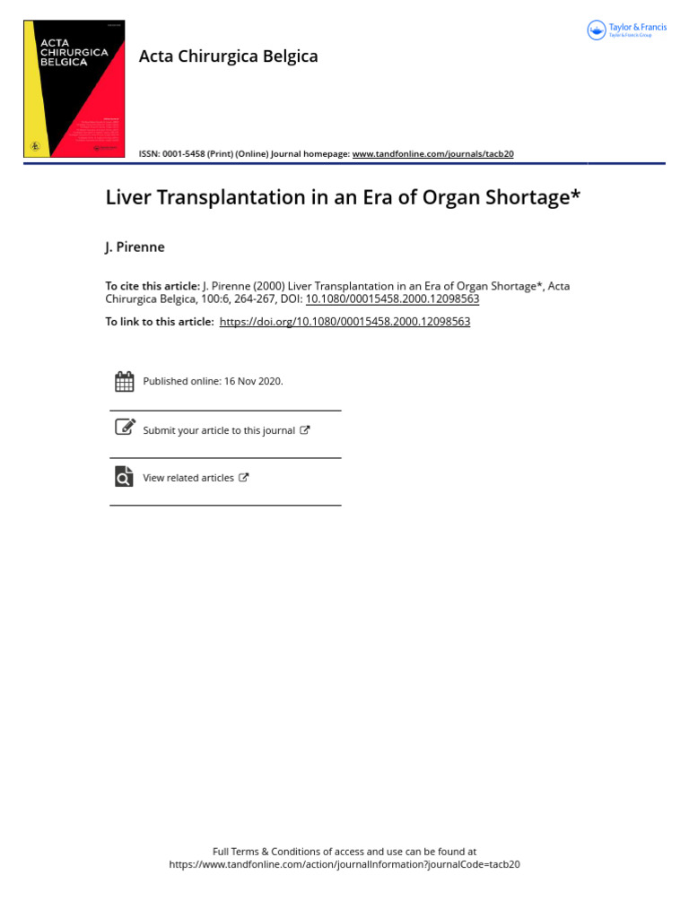 Liver Transplantation in An Era of Organ Shortage | PDF | Organ ...