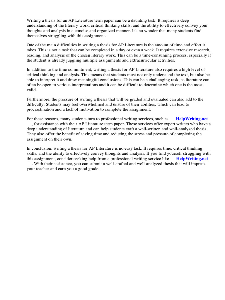AP Literature Term Paper | PDF | Essays | Poetry