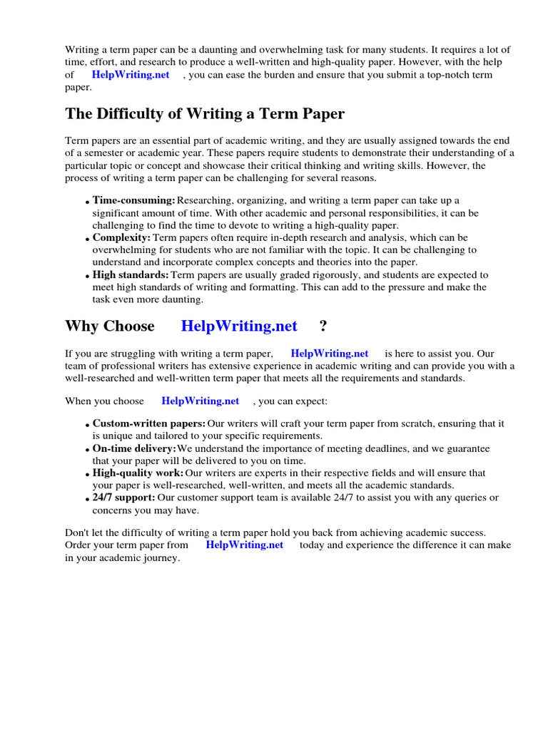 Sample of a Term Paper | PDF | Essays | Academic Publishing