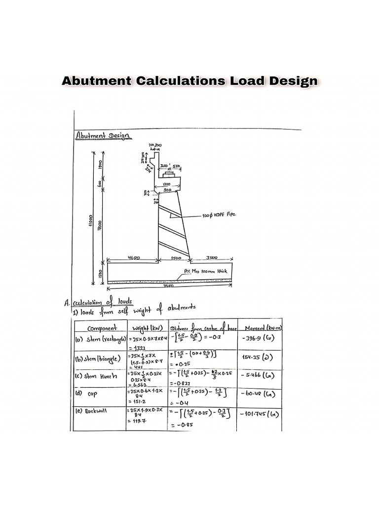 Abutment Calculations Load Design | PDF