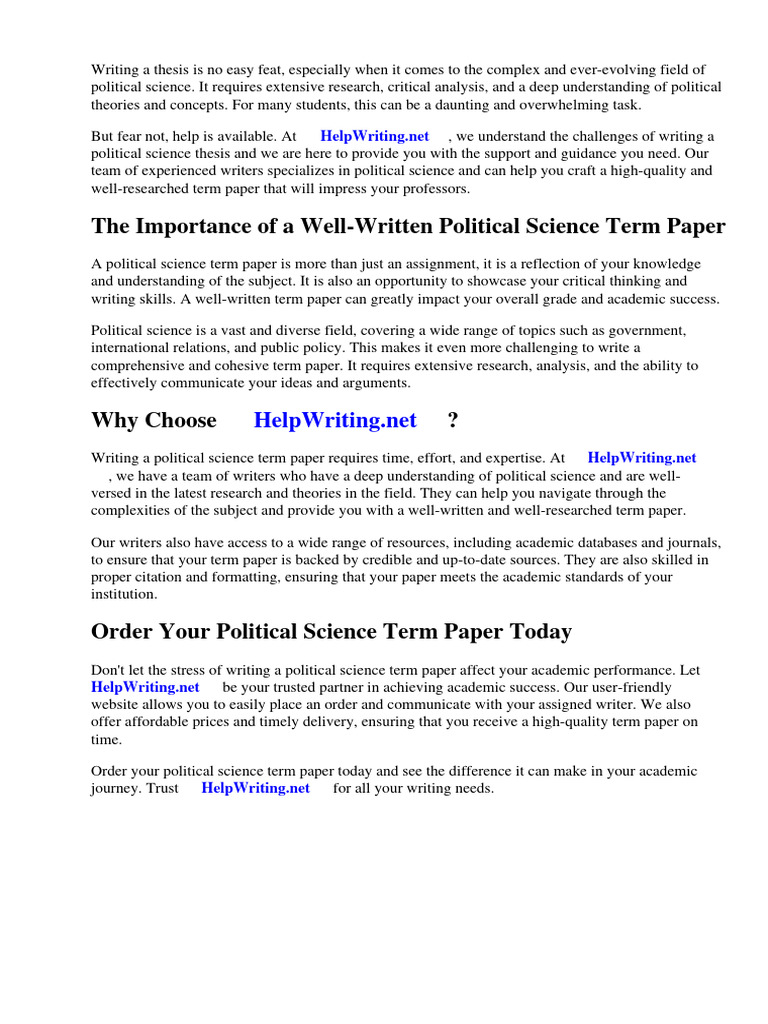 Sample Political Science Term Paper | PDF | Science | Academic Publishing