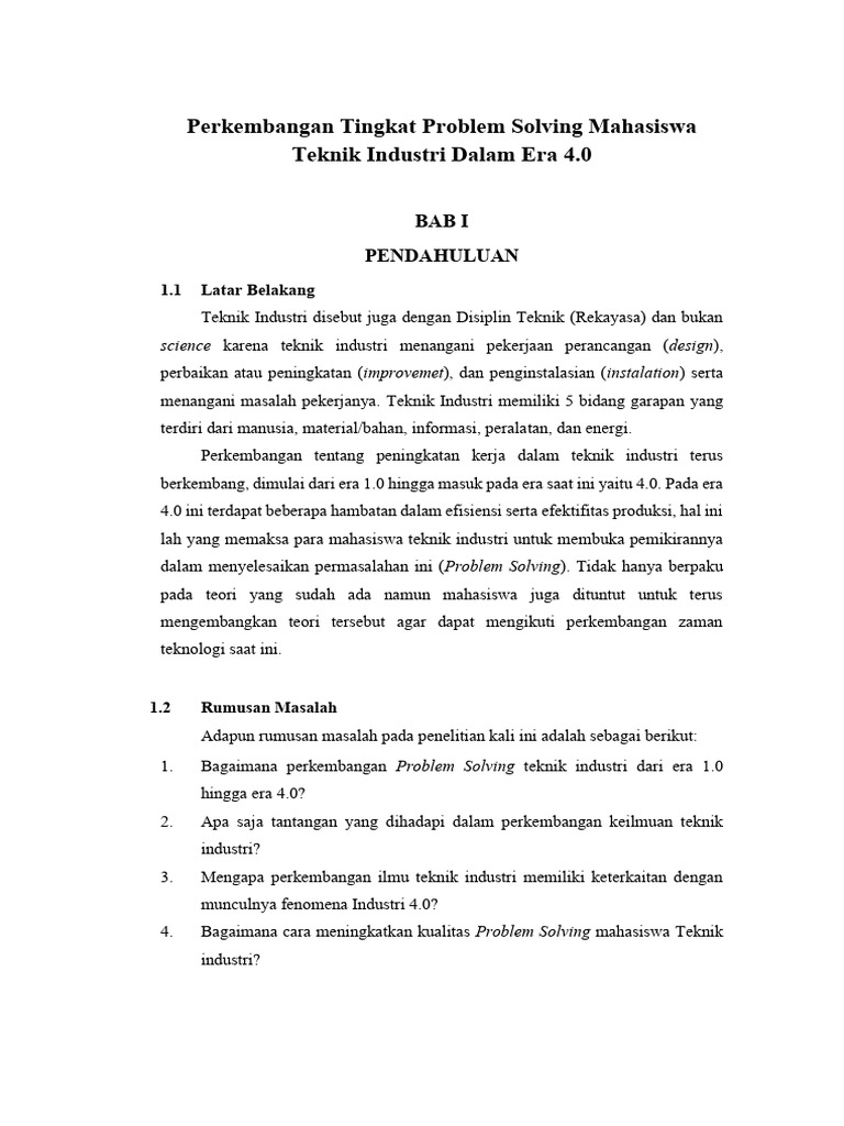 Problem Solving Mahasiswa Teknik 4.0 | PDF