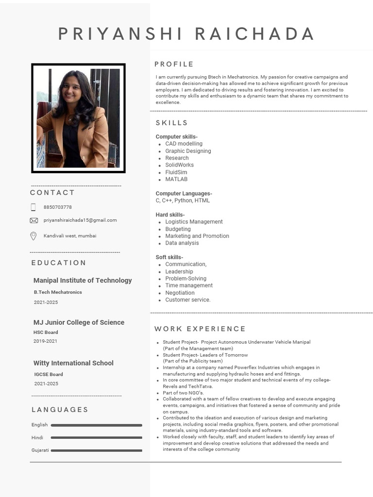 PriyanshiRaichada 210929230 Mechatronics | PDF | Mechatronics | Computing