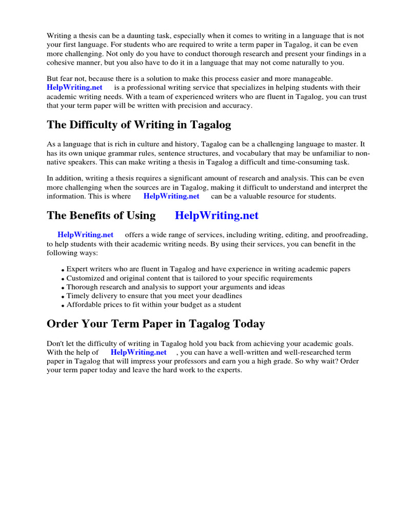 How To Make A Term Paper in Tagalog | PDF | Tagalog Language | Thesis