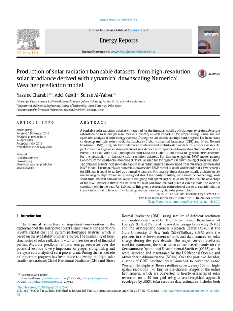 Energy Reports: Yassine Charabi, Adel Gastli, Sultan Al-Yahyai | PDF | Numerical Weather ...