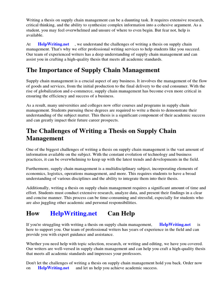 Term Paper Supply Chain Management | PDF | Supply Chain | Supply Chain ...