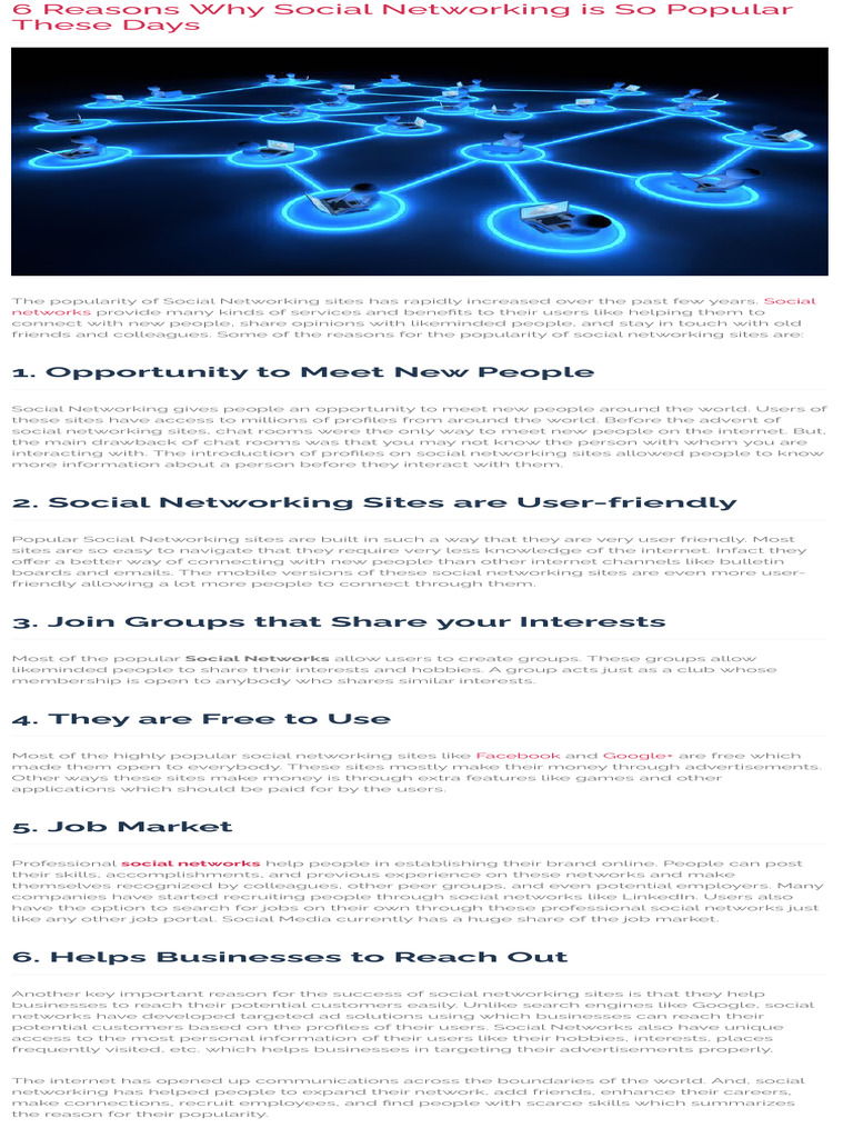 Reasons Why Social Networking Is So Popular These Days | PDF | Social ...