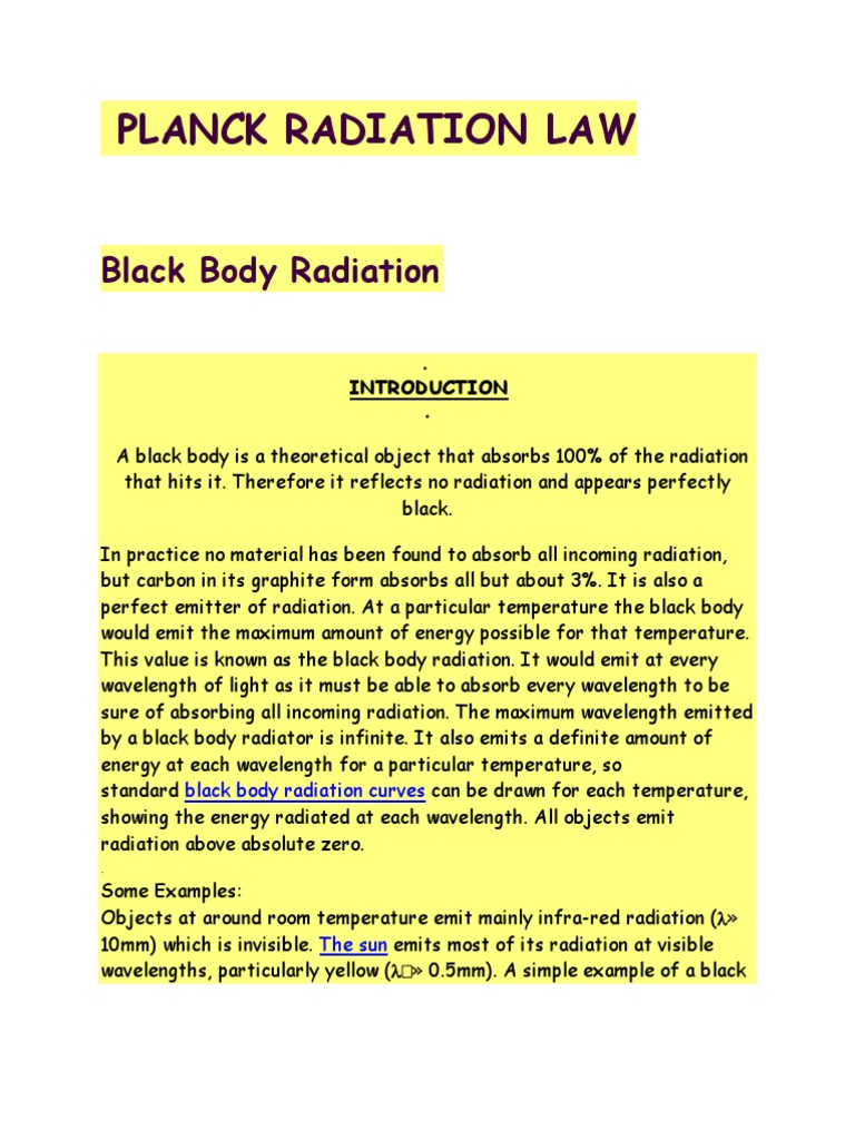 Black Body Radiation Explained | PDF | Electromagnetic Radiation | Photon