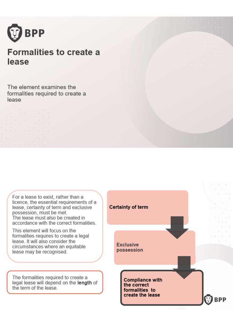 Formalities To Create A Lease | PDF | Lease | Leasehold Estate