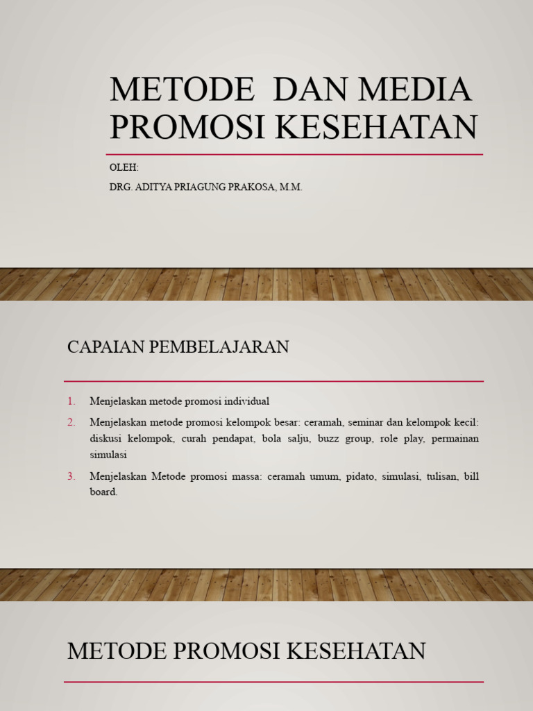 L16 Metode Dan Media Promosi Kesehatan | PDF | Pengembangan Diri | Sains & Matematika