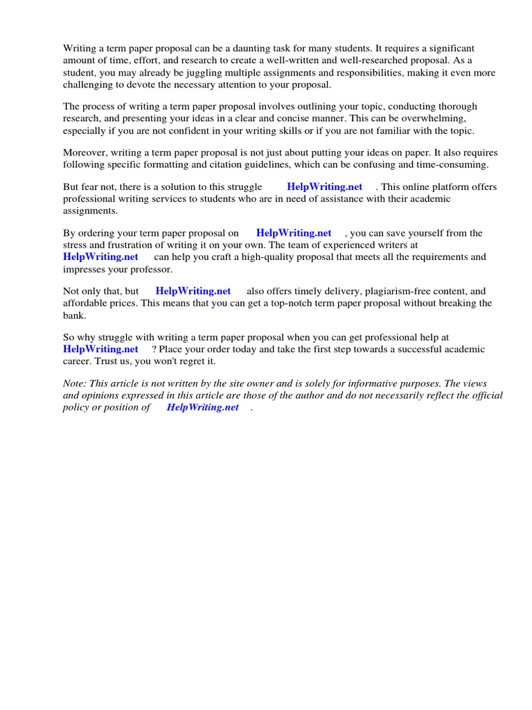 Writing Term Paper Proposal | PDF | Essays | Idea