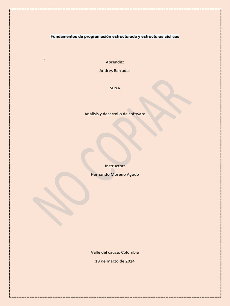 Fundamentos De Programación Estructurada Y Estructuras Cíclicas Pdf Algoritmos