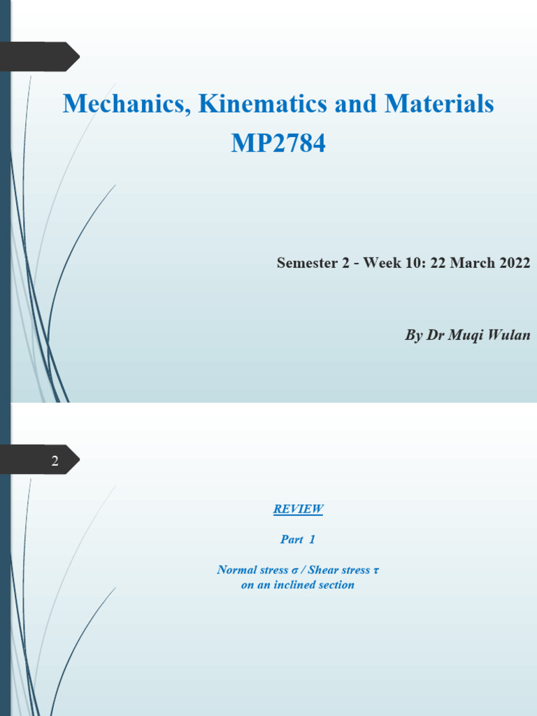 MP2784 s2 Week 10 - Lecture - Complex Stress Analysis | PDF | Stress ...