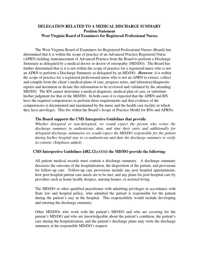 Nursing Home Discharge Summary | PDF | Nursing | Patient