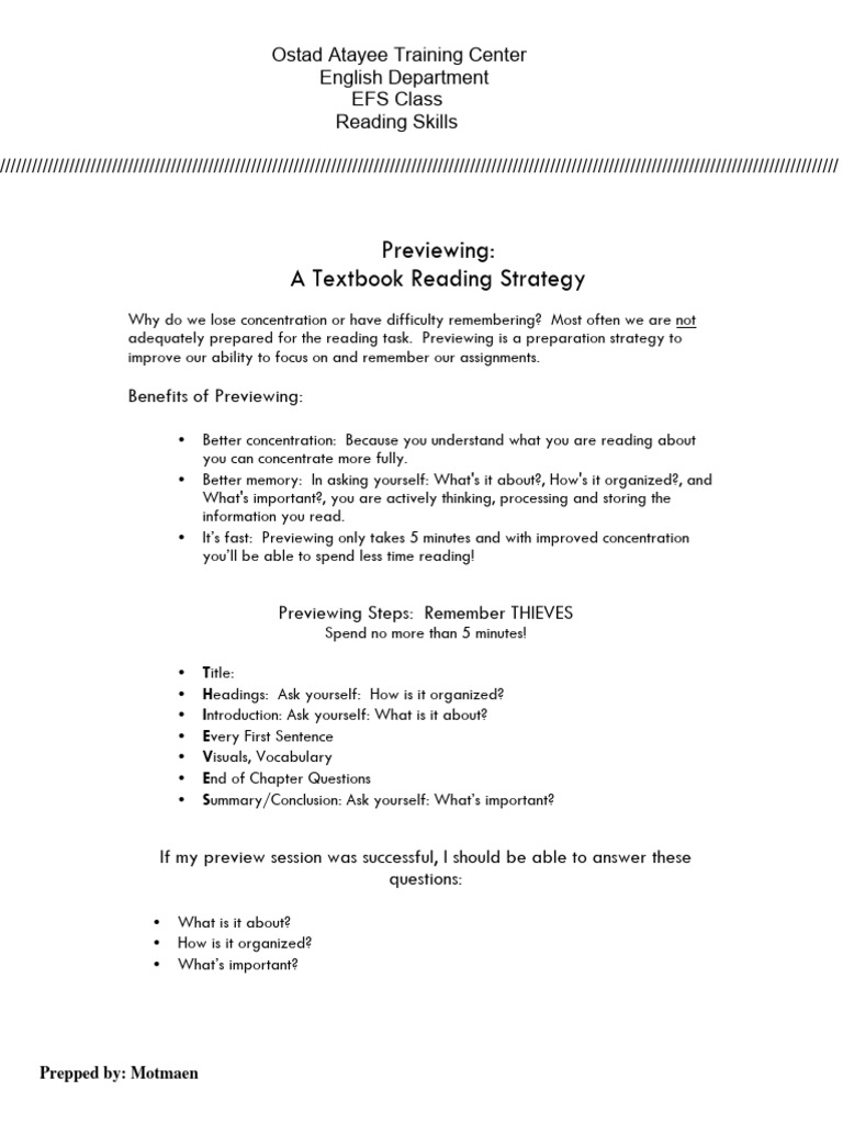 Previewing | PDF | Vocabulary | Essays Previewing | PDF | Vocabulary | Essays