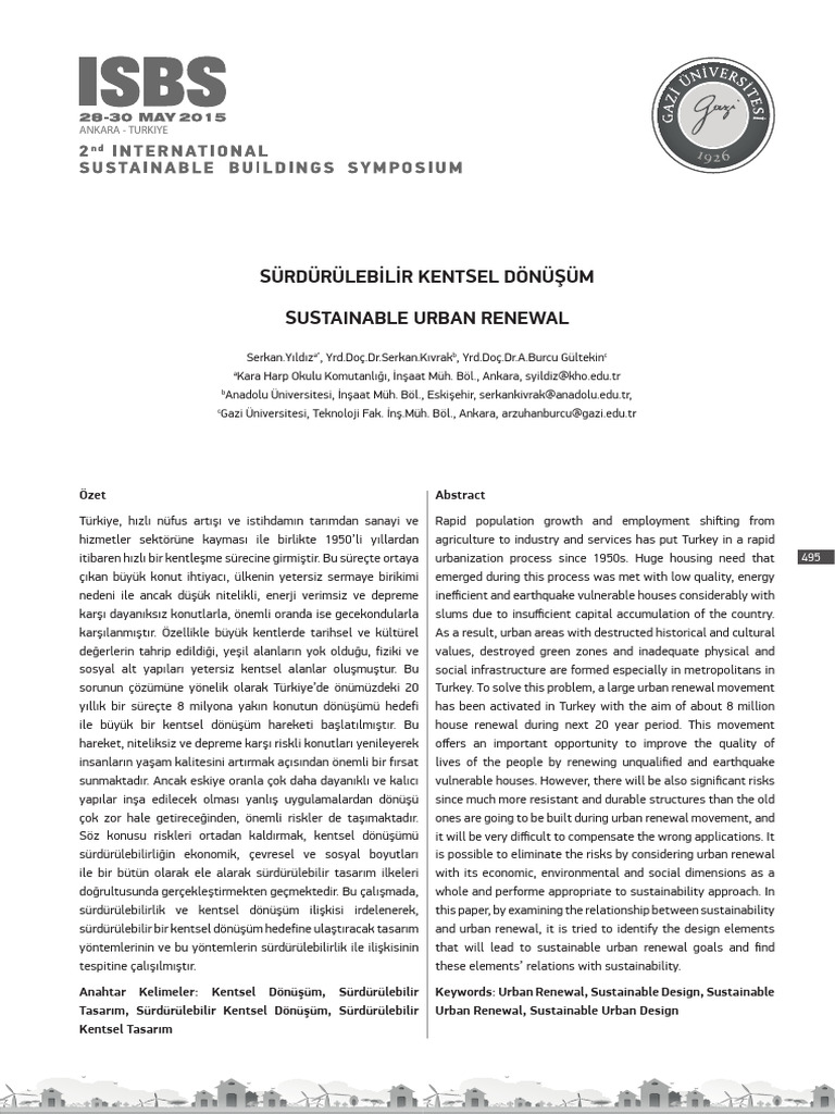 Sürdürülebilir Kentsel Dönüşüm Bildiri | PDF