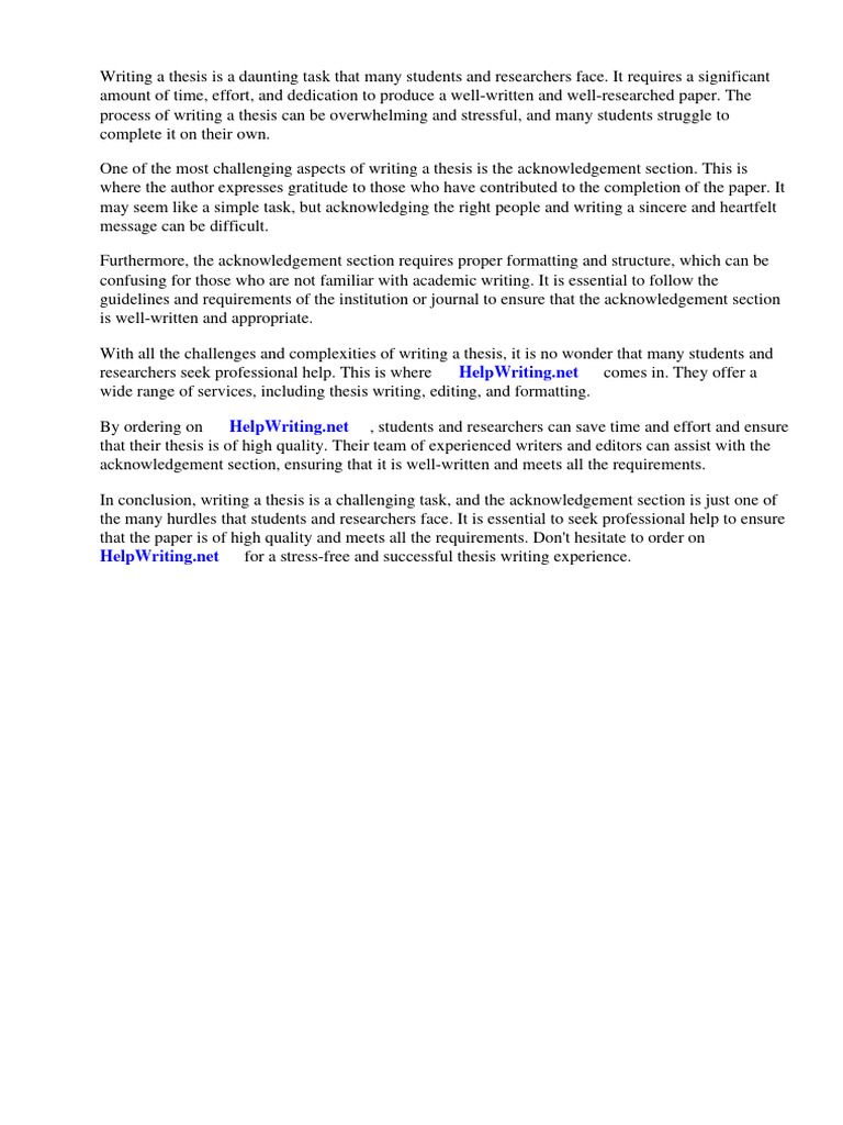 Acknowledgement in Term Paper | PDF | Thesis | Academic Publishing