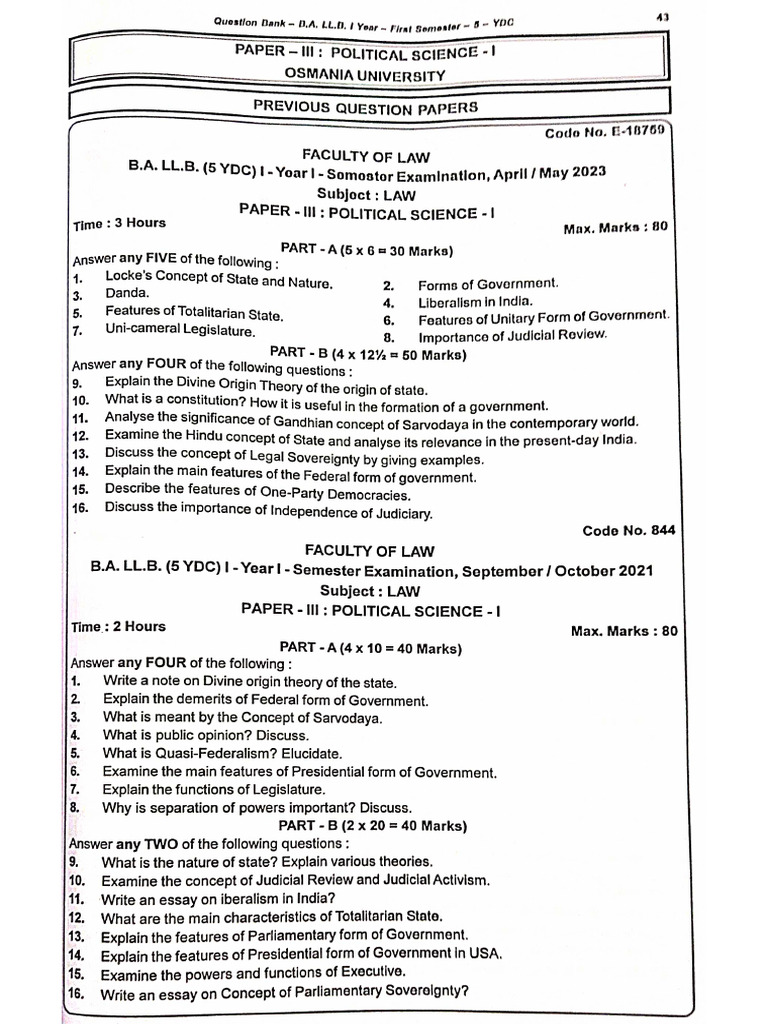 Political Science Sem 1 | PDF