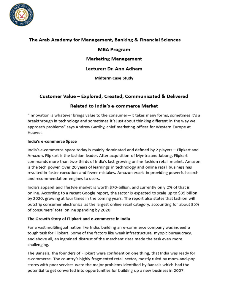 Ann Adham MBA Midterm Case Study | PDF | E Commerce | Online Shopping