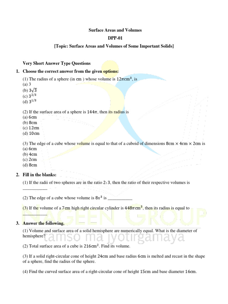 Chapter 13 Surface Areas and Volumes | PDF | Sphere | Euclidean Geometry