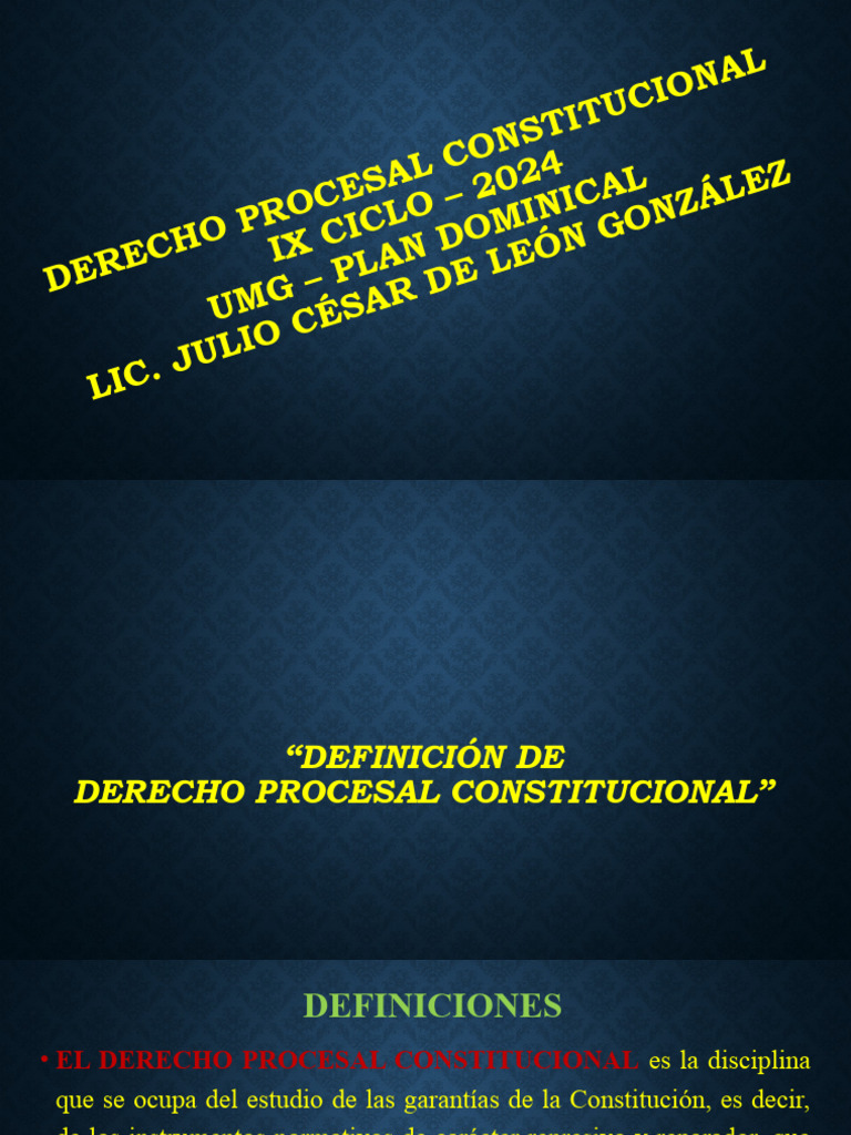 Definiciones Del Derecho Procesal Constitucional | PDF | Ley procesal | Constitución