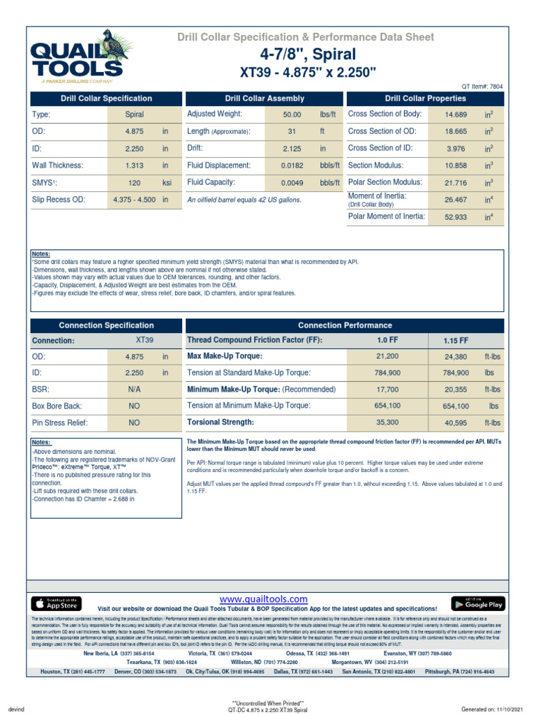 QT-DC 4.875 X 2.250 XT39 Spiral | Download Free PDF | Barrel (Unit ...