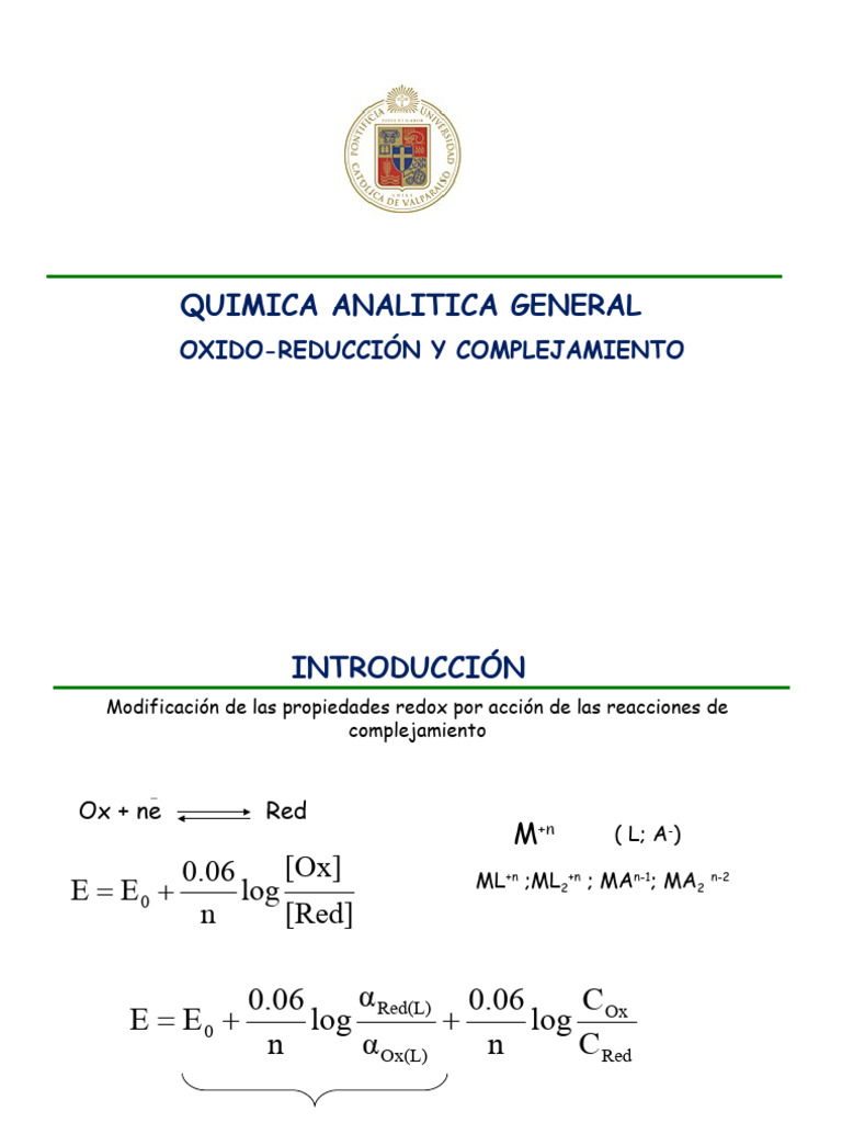 L. - Equilibrio Redox Complejos | PDF | Redox | Moléculas