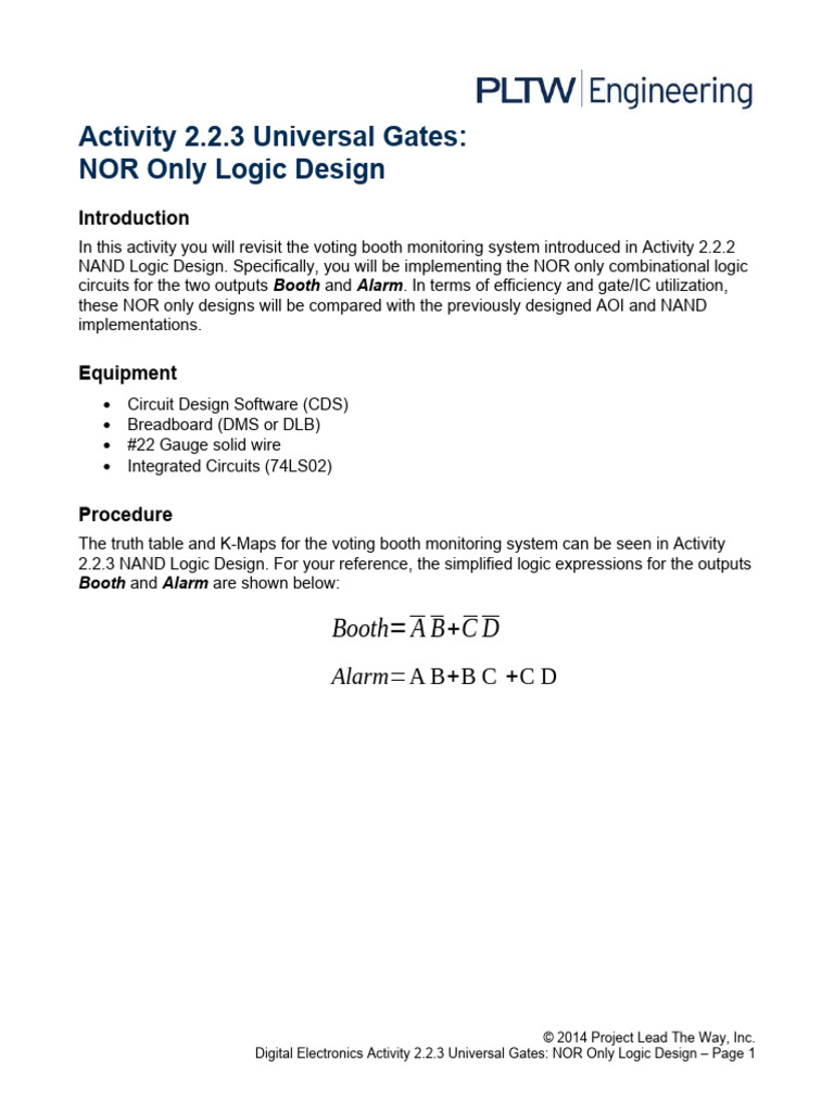 NOR Logic Design for Voting System | PDF | Logic Gate | Logic Synthesis