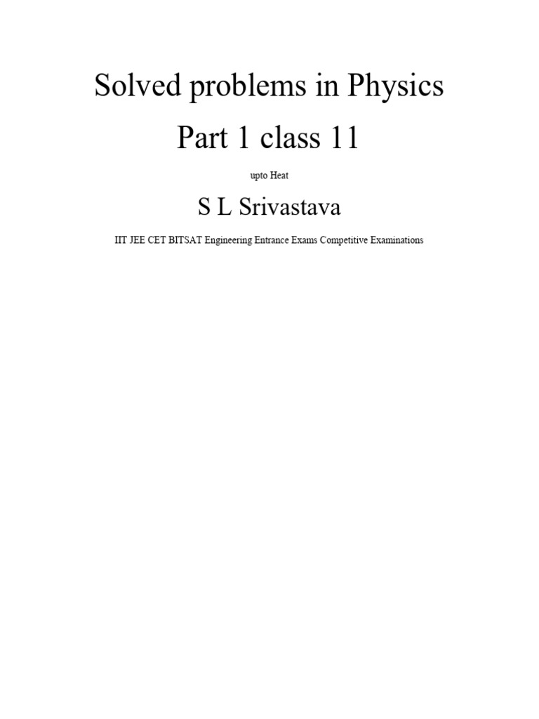 Solved Physics Problems for Class 11 | PDF