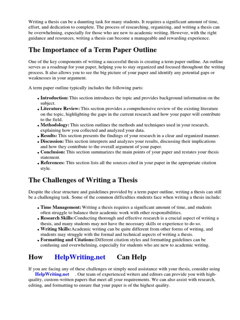 Parts of Term Paper Outline | PDF | Thesis | Essays