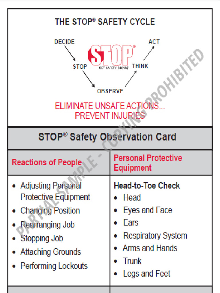 Stop Observation Card Sample | PDF