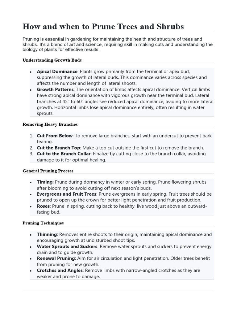 How and When To Prune Trees and Shrubs | Download Free PDF | Pruning | Trees