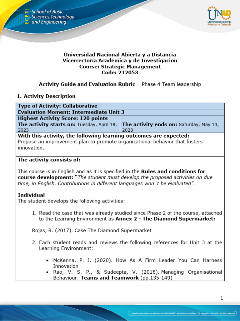 Activity Guide and Evaluation Rubric - Unit 3 - Phase 4 - Team Leadership | PDF | Plagiarism ...