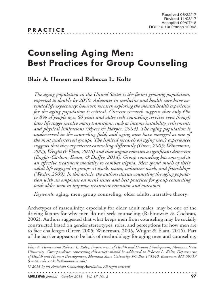 Counseling Aging Men Best Practices For Group Counseling | PDF ...