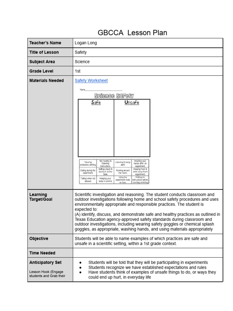 Monday Lesson Plan Gbcca Ed Training | PDF | Lesson Plan | Psychology