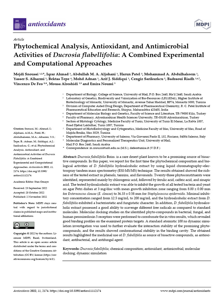 Phytochemical Analysis, Antioxidant, and Antimicrobial Activities of ... Phytochemical Analysis, Antioxidant, and Antimicrobial Activities of ...