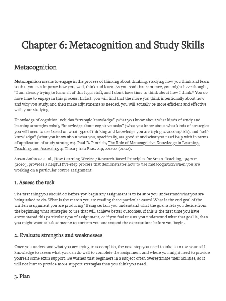 "Chapter 6 - Metacognition and Study Skills" in "Legal Writing Manual, 2nd Edition" - OpenALG ...